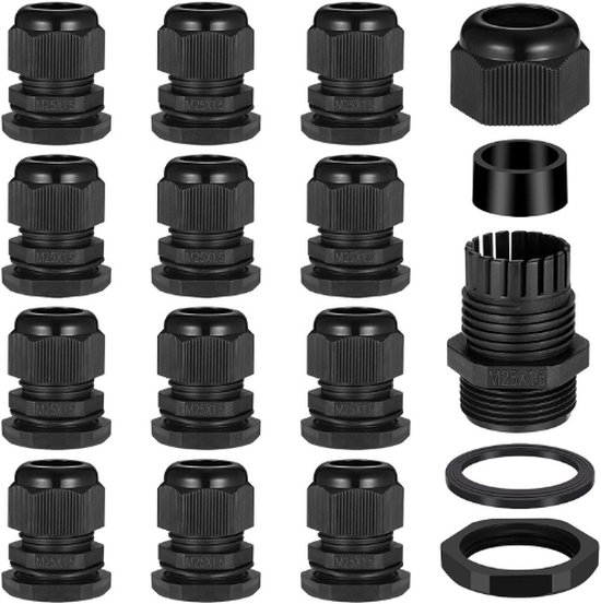 12 Stuks M25 Kabelwartels 25 Mm - IP68 Waterdichte Nylon Kabelwartel ...