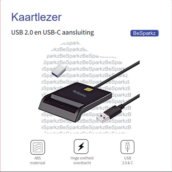 BeSparkz kaartlezer identiteitskaart belgie - eID Kaartlezer USB A & C ...