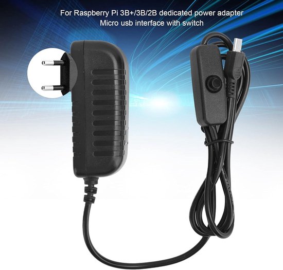 Voeding met Geïntegreerde Micro-USB-adapter en Schakelknop 5V 3A (EU ...