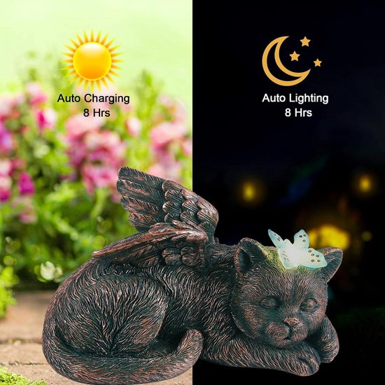 Mrs. JonesYeomoo Kat Engel Solar tuindecoratie figuren voor buiten met ...