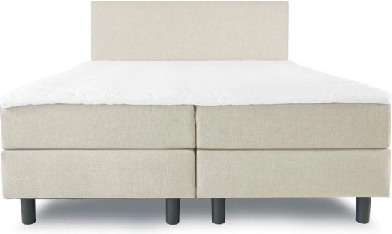 Boxspring - Beige - 160x200 - Stof - Met topper 8cm | bol