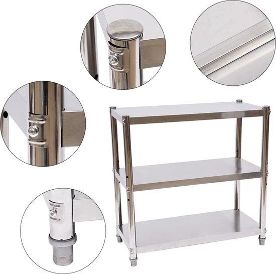 J&R RVS Rek - Keukenrek - Opbergrek - Planken - RVS - 3 Planken - 30kg ...