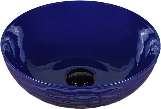 Keramische Waskom Arya Blauw Rond 42x42x14,5 cm | bol