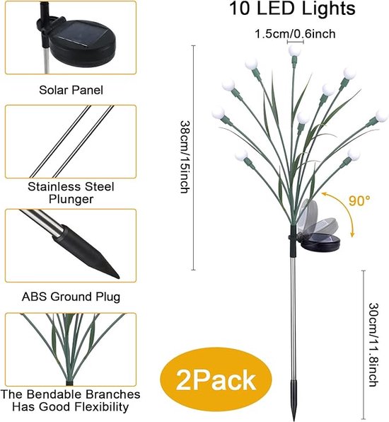 2 stuks solarlampen voor buiten en tuin - 20 leds - Firefly ...