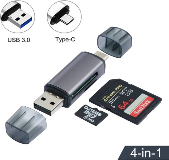 Femur 4-in-1 SD Kaartlezer USB voor Micro SD kaart - SD kaart ...