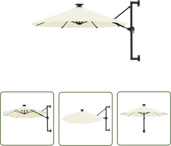 The Living Store Wandparasol met LED's 300 cm zandkleurig - Wandparasol ...
