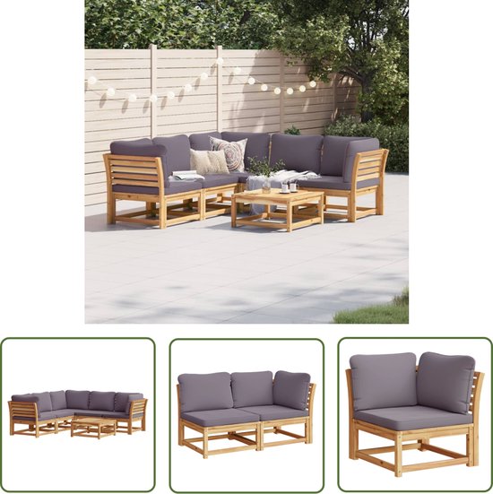 vidaXL Lounge Set Acacia Hout - Tuin Lounge Set - 6-delige Loungeset ...