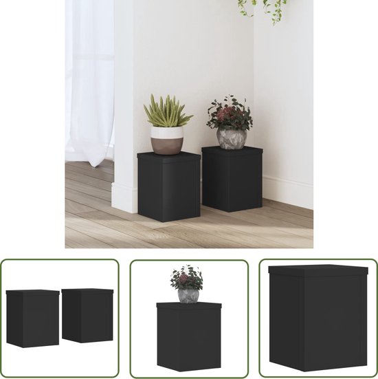 The Living Store Plantenstandaards Bewerkt Hout - 15 x 15 x 20 cm ...