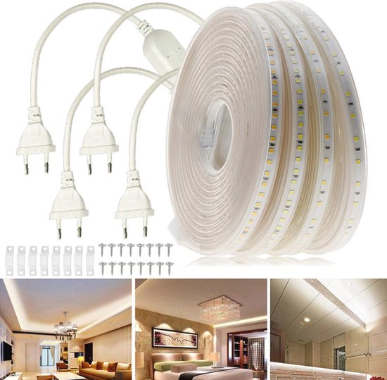 LED Strip Licht 40m - Koud Wit 6000K, 120 LED's/m, Waterdicht IP65, 9W ...
