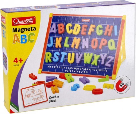 Quercetti magneetbord incl. hoofdletters ABC magneten, 53dlg. | bol