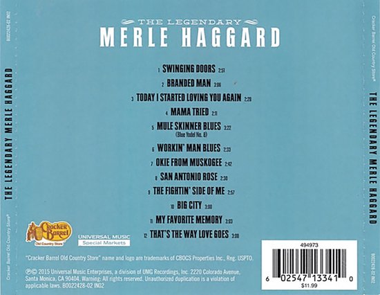 MERLE HAGGARD - The Legendary Merle Haggard, Merle Haggard | Muziek | bol