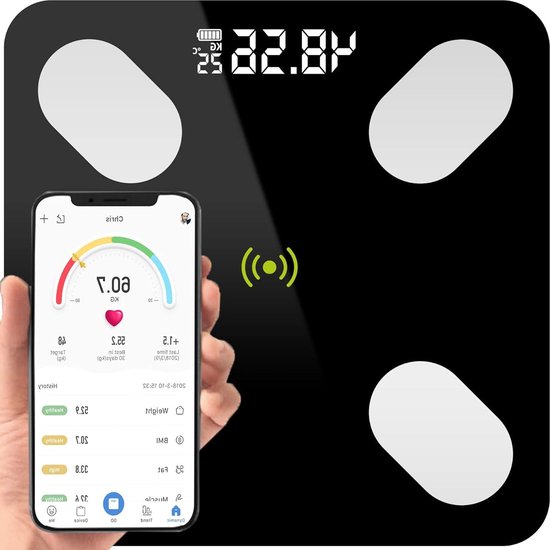 Body Analysis Digital Bluetooth Tempered Glass Personal Scale - Muscle ...