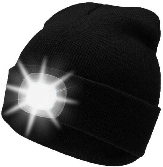 Muts met LED - Oplaadbare LED Muts - Zwart - Verstelbare Verlichting ...