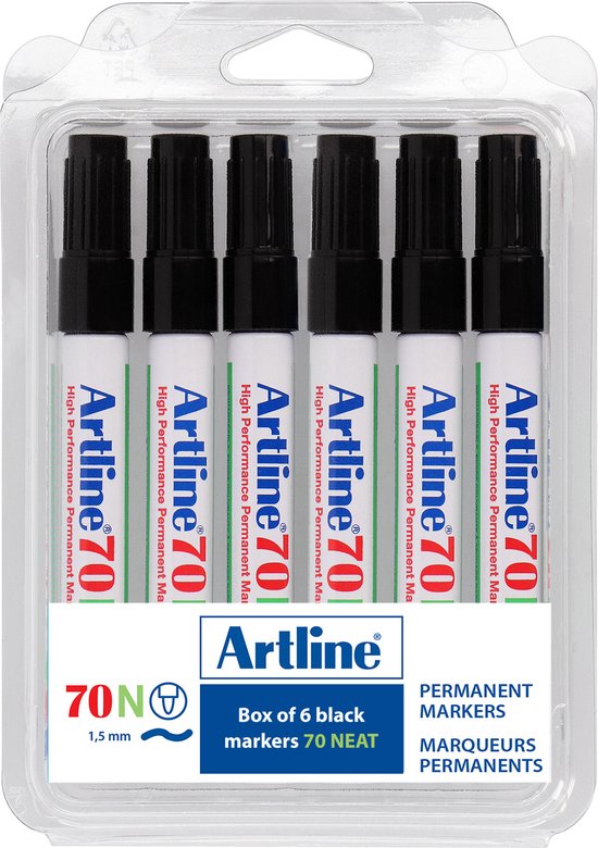 ARTLINE 70 NEAT Permanent markers Kit- 6 stuks - Zwart | bol