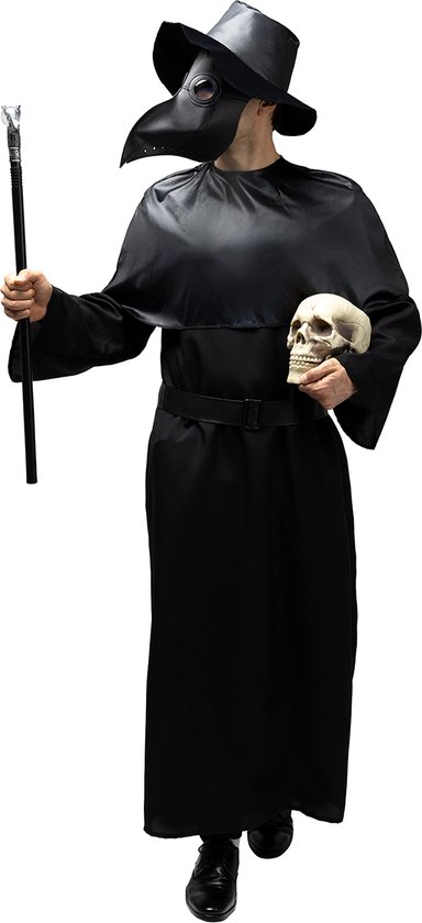 FUNIDELIA Pest Dokter Kostuum voor mannen - Maat: S - Zwart | bol