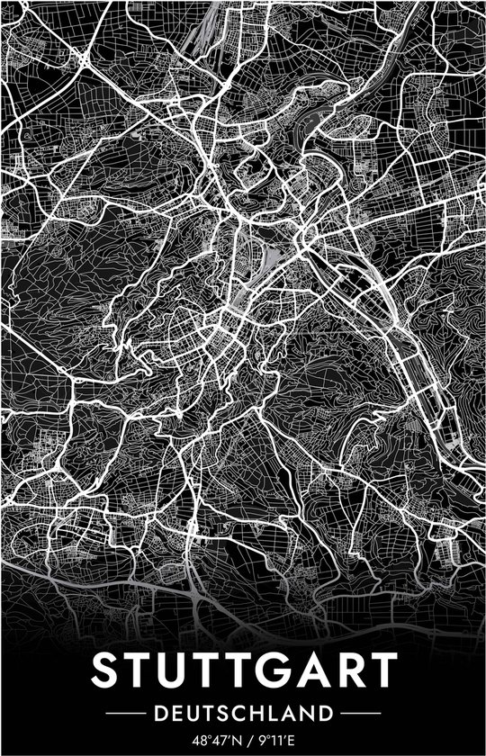 Stuttgart Poster | Duitsland Poster | Zwart Poster | Stad Poster ...