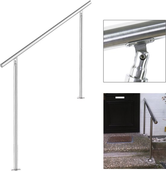 Trapleuning - Roestvrij Stalen - 160cm - Zonder Dwarsbalken - leuning ...