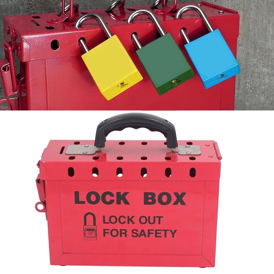 Portable Safety Padlock Box - LOTO Box with Hinged Lid - Lockout Tagout ...