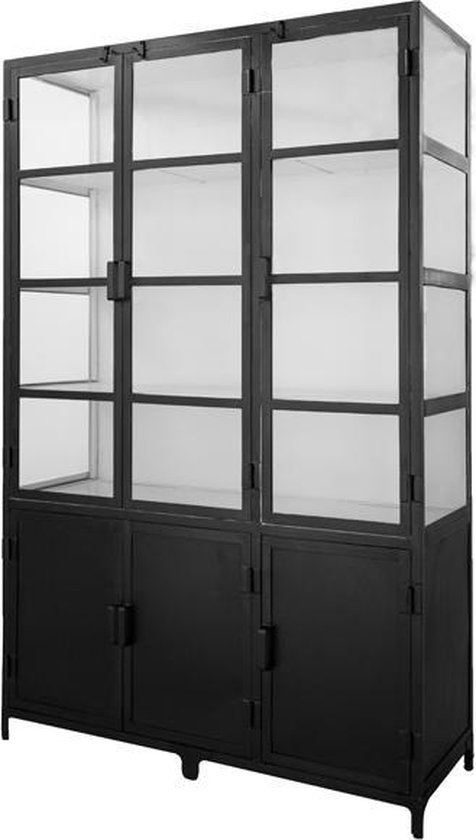 Vitrinekast Metaal - Zwart/Wit - 200x40x220cm - Vitrinekast Lotte ...