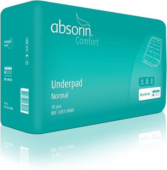 Absorin comfort disposable onderlegger 60 x 60 cm Absorin - Wit / Groen ...