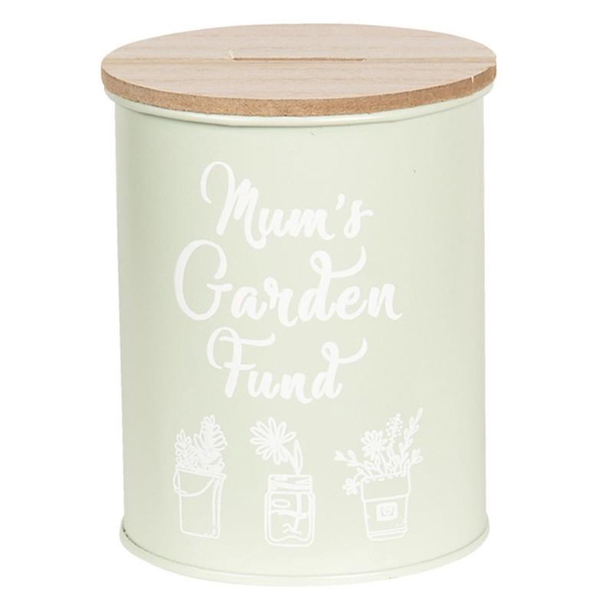 Clayre & Eef Spaarpot Ø 12x14 cm Groen Hout Metaal Rond Leuke Spaarpot ...