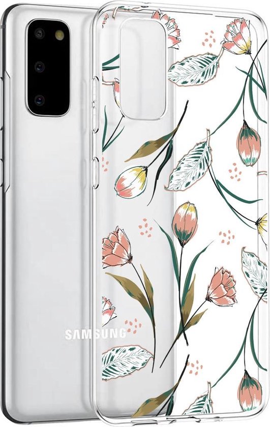iMoshion Design voor de Samsung Galaxy S20 hoesje - Bloem - Roze / Groen | bol.com