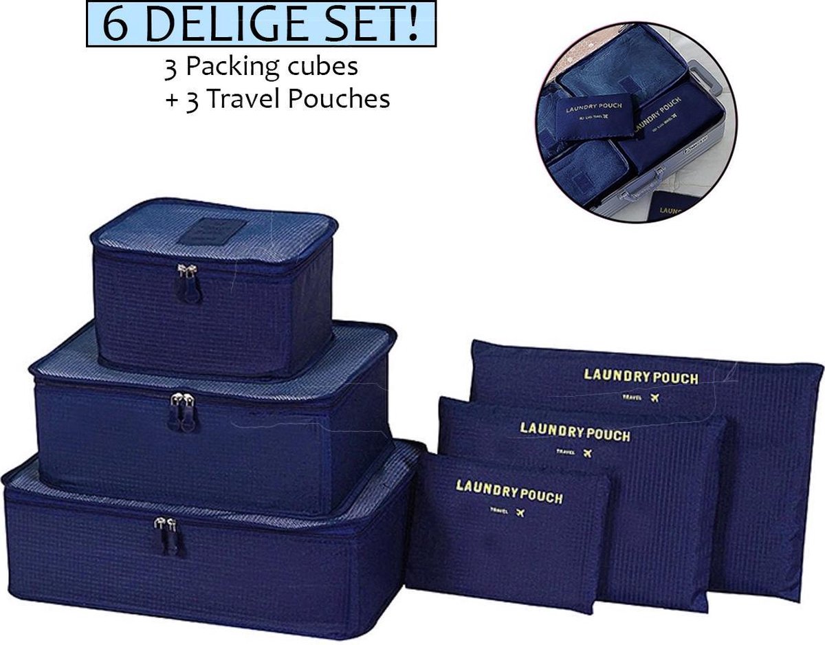 - 6 Stuks Camping Packing Cubes Set - Travel Pouch Set - Bagage Koffer ...