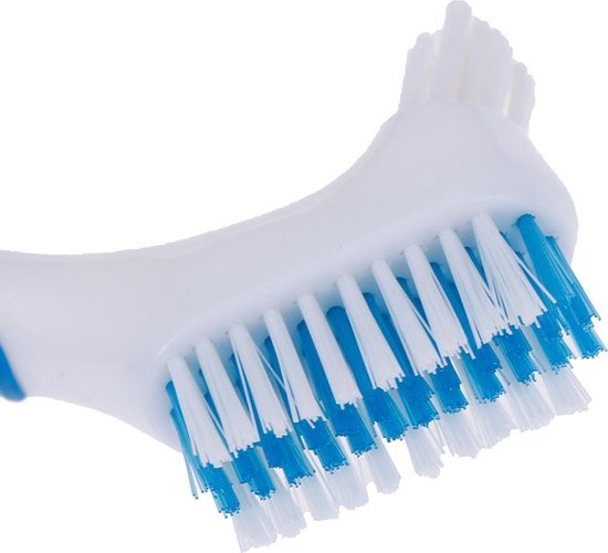 Protheseborstel - Kunstgebit Tandenborstel - Dubbele borstelkop - Blauw | bol