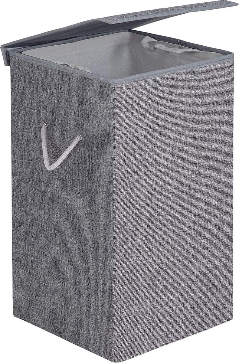 Luxe Stoffen Wasmand 85L met Magnetisch Deksel - Grijs | bol.com