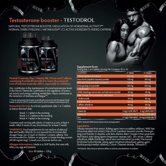 TESTODROL TESTOSTERONE BOOSTER 90 Tablets MuscleLabs USA | bol