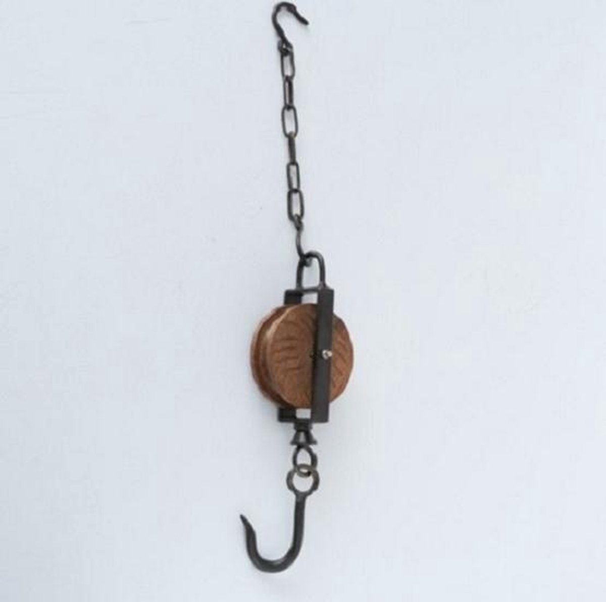 Katrol - 57cm - Decoratie - Bruin - Gietijzer - industrieel - incl ...