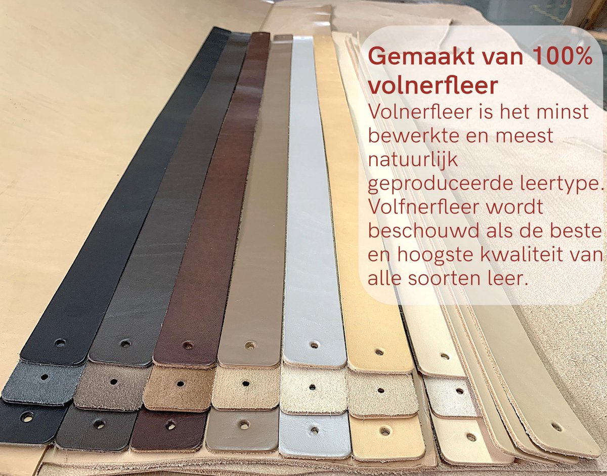 Leren plankdragers - Zwart - 6 stuks - Echt leer - Zwarte ...