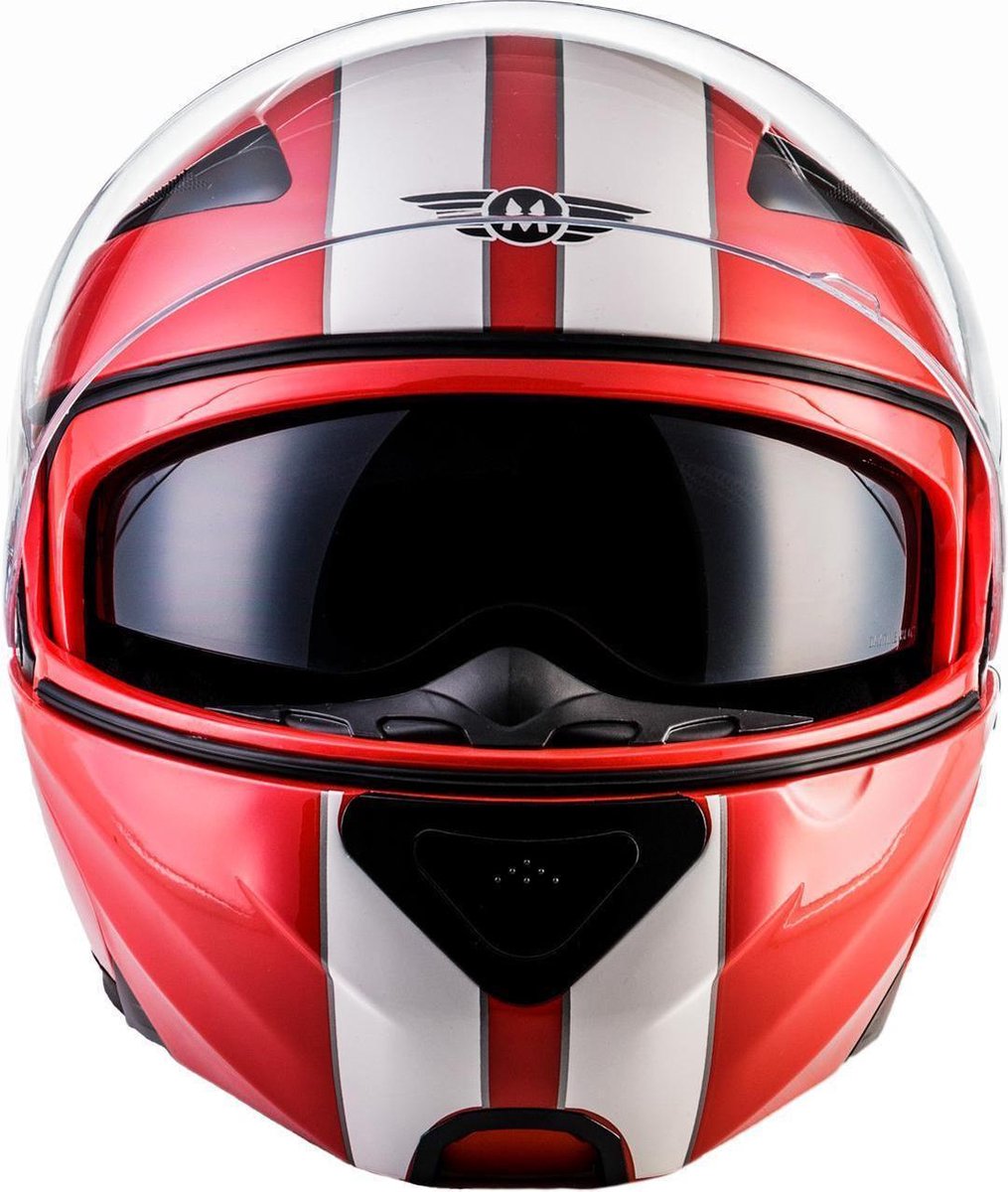 MOTO F20 Racing red systeemhelm Flip-Up scooterhelm, motorhelm, rood ...