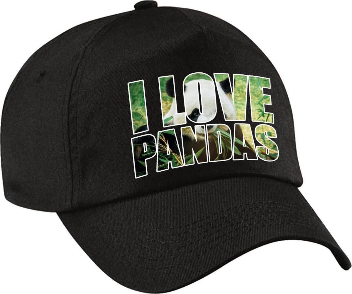 I love pandas pet / baseball cap zwart voor dames en heren ...
