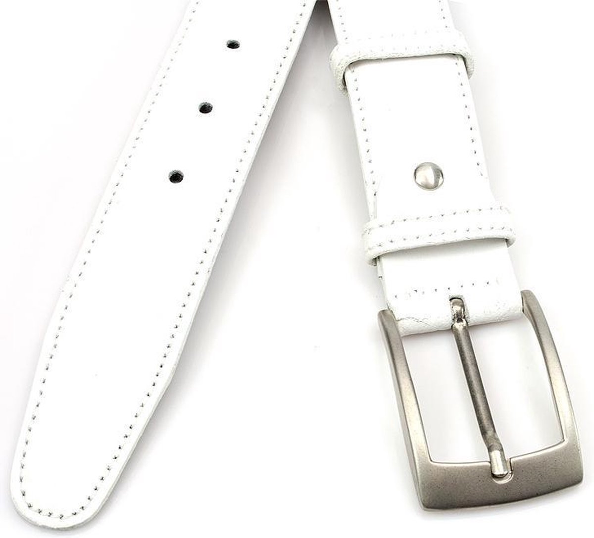 Witte unisex riem wit leer 3.5 cm breed - Wit - Casual - Echt Leer ...