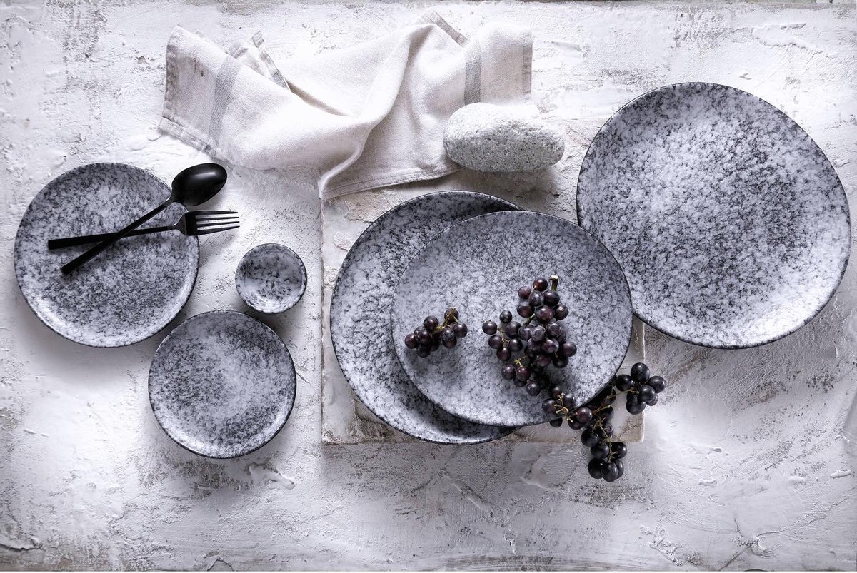 Palmer Bord Rocks 21 cm Zwart Grijs Porselein 1 stuk(s) | bol.com