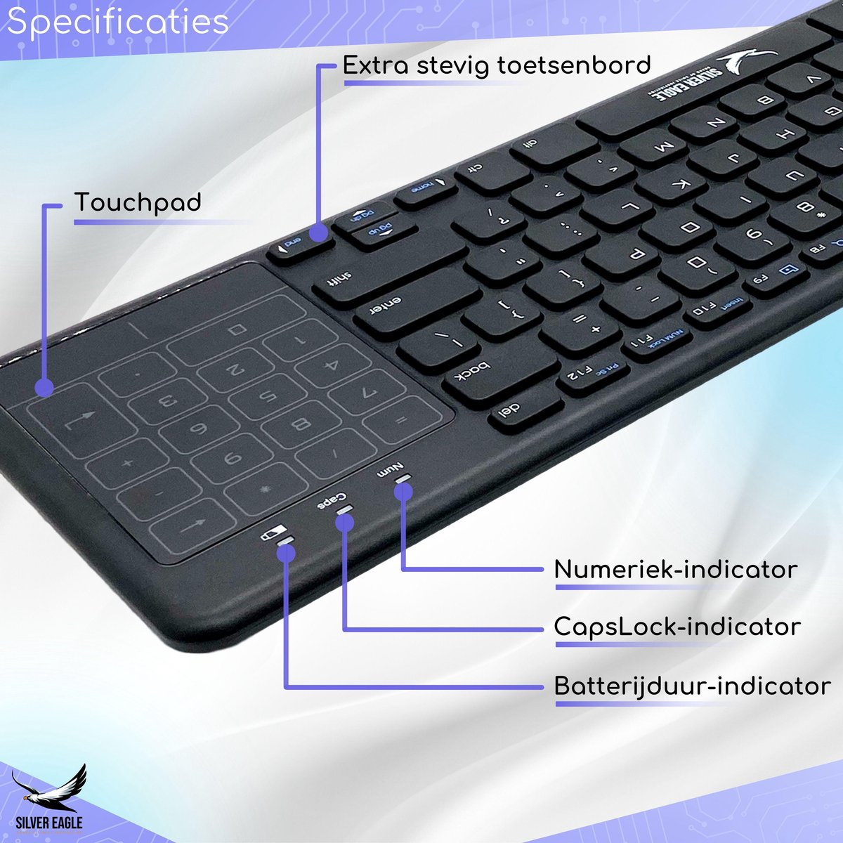 Qwerty Toetsenbord – Touchpad & Numpad – Draadloos Keyboard – Ultra ...
