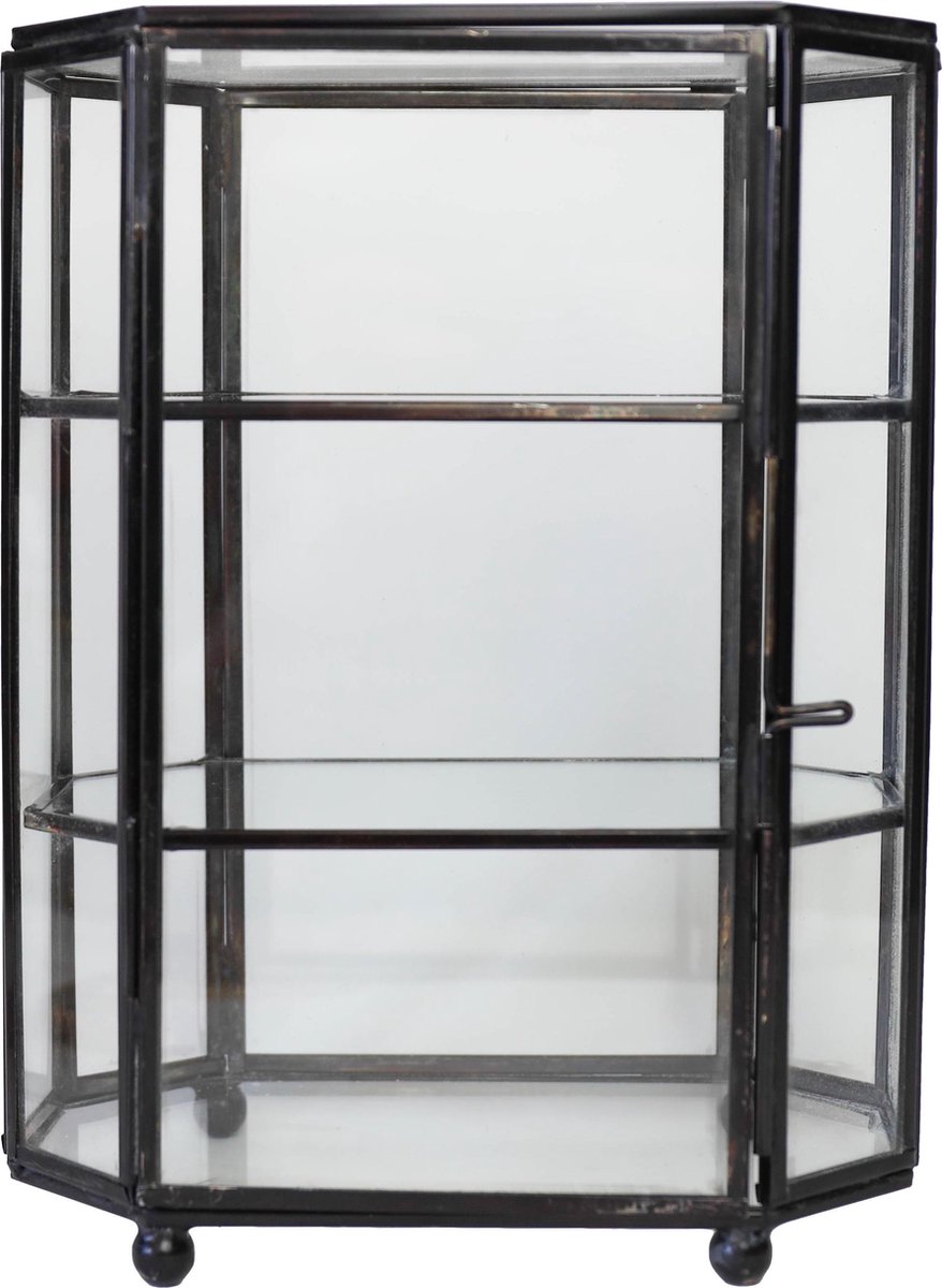 Glazen box met verdiepingen - Sieradenkistje - Vitrinekastje - Metaal ...