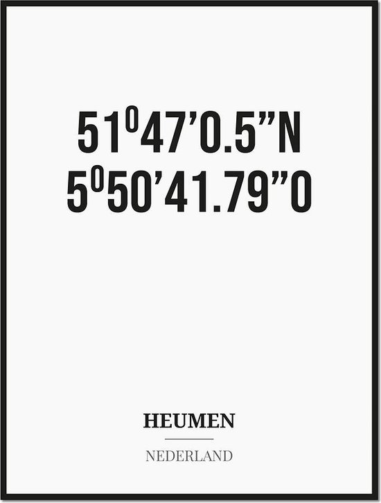 Poster/kaart HEUMEN met coördinaten | bol.com