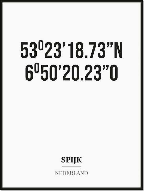 Poster/kaart SPIJK met coördinaten | bol
