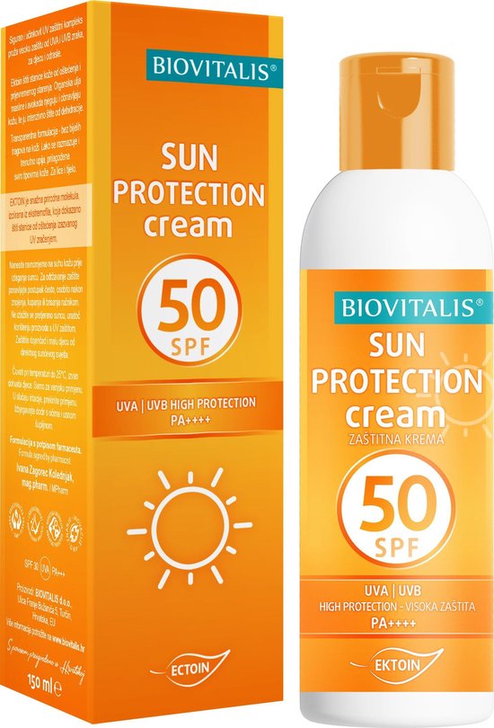 BIOVITALIS - crème solaire - SPF 50 avec ectoine, olive, avocat - 150 ml | bol