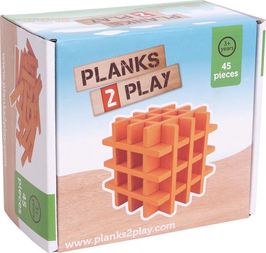Planks 2 Play Gekleurde Houten Plankjes Set - 45 stuks - Oranje | bol.com