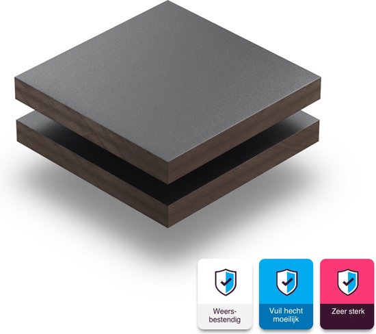 HPL plaat 6 mm dik - 100 x 90 cm - Structuur Antraciet | bol