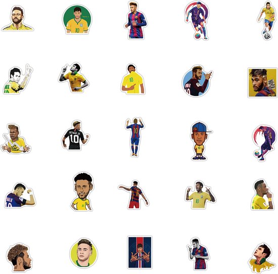 Neymar Jr. Stickers - Voetbal - set 50 stuks - Laptop Stickers ...