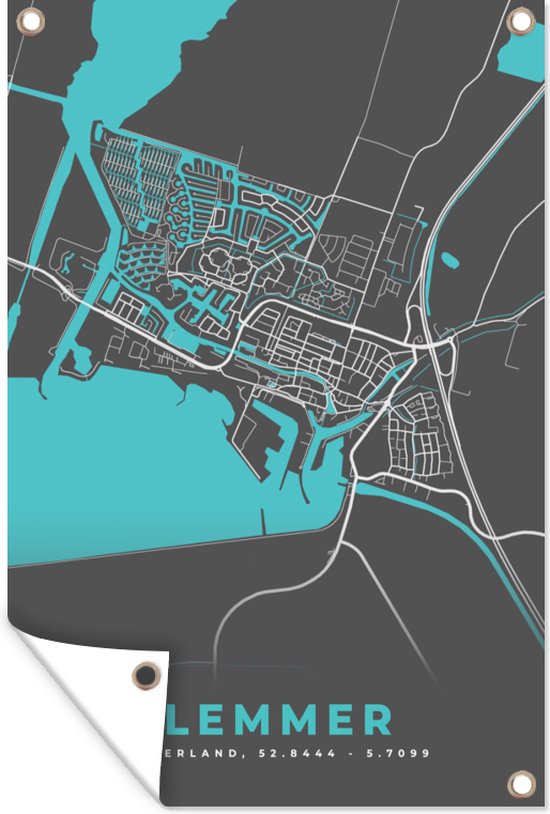 Tuinposters buiten Lemmer - Blauw - Kaart - Stadskaart - Plattegrond ...