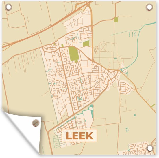 Tuin poster Leek - Vintage - Plattegrond - Kaart - Stadskaart - 200x200 ...
