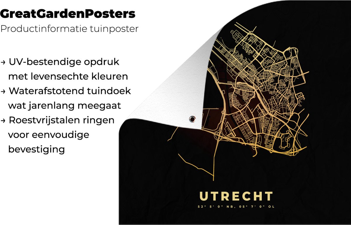 Tuin poster Stadskaart - Utrecht- Kaart - Plattegrond - Nederland ...