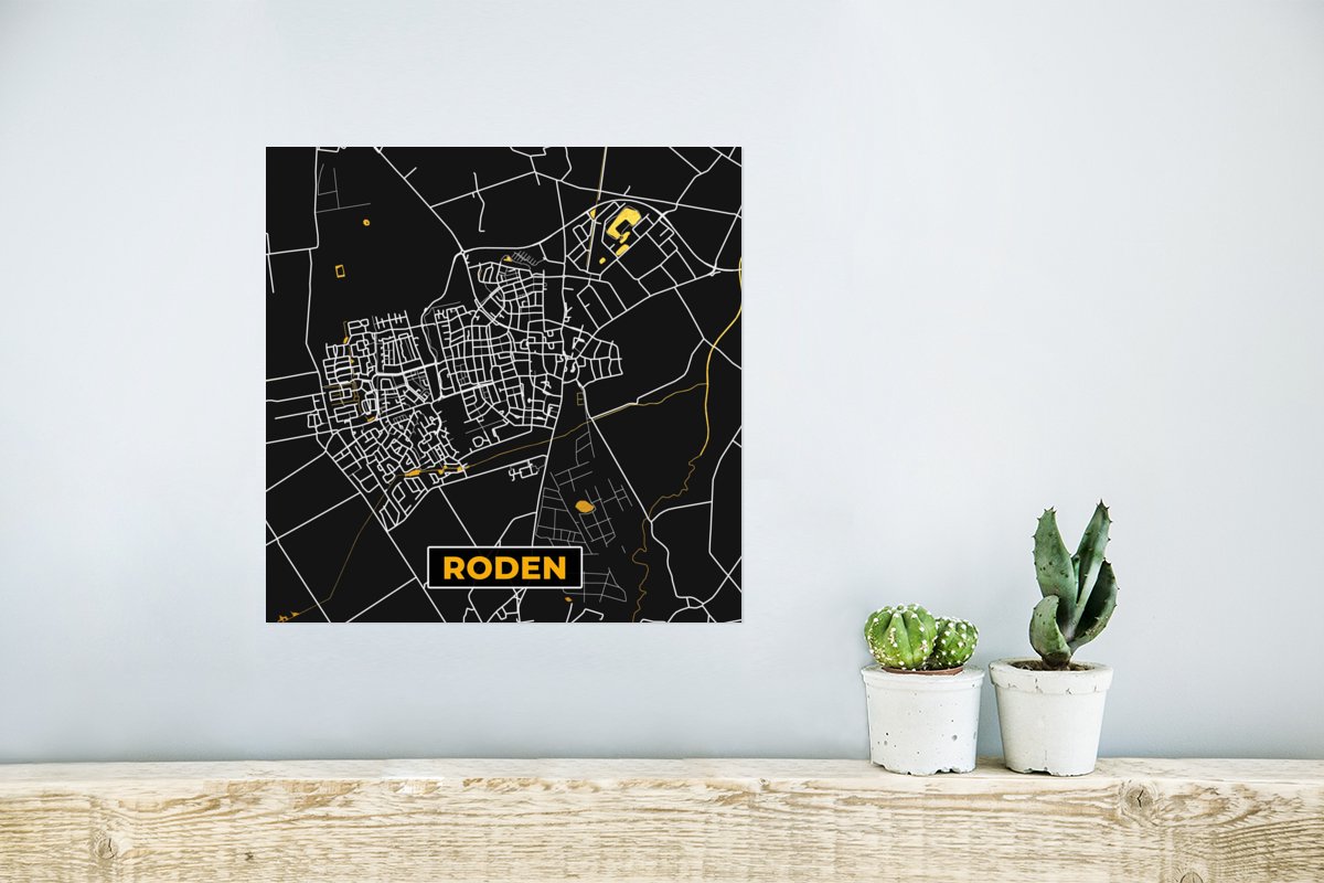 Poster Stadskaart - Black and Gold - Roden - Kaart - Plattegrond ...