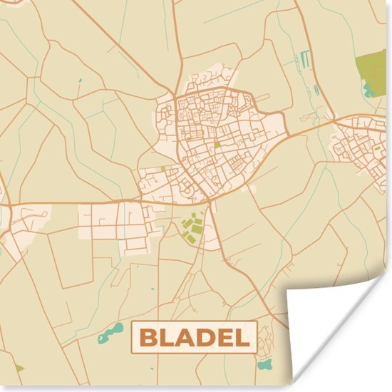 Poster Bladel - Vintage - Stadskaart - Plattegrond - Kaart - 30x30 cm | bol