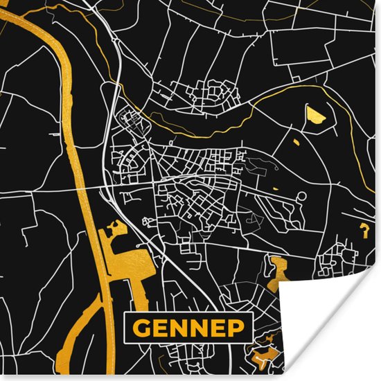 Poster Gennep - Stadskaart - Goud - Plattegrond - Kaart - 50x50 cm | bol